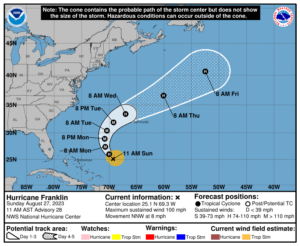 Tropical Storm Idalia continues to organize, while Hurricane Franklin ...